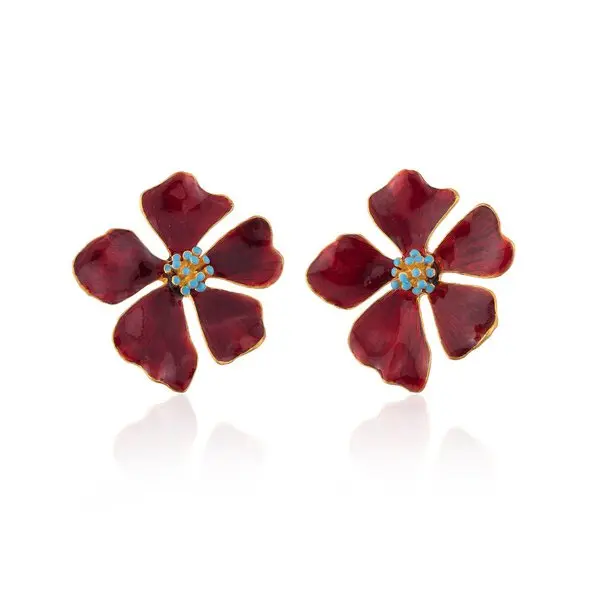 MILOU JEWELRY Wild Rose Flower Earrings - Red