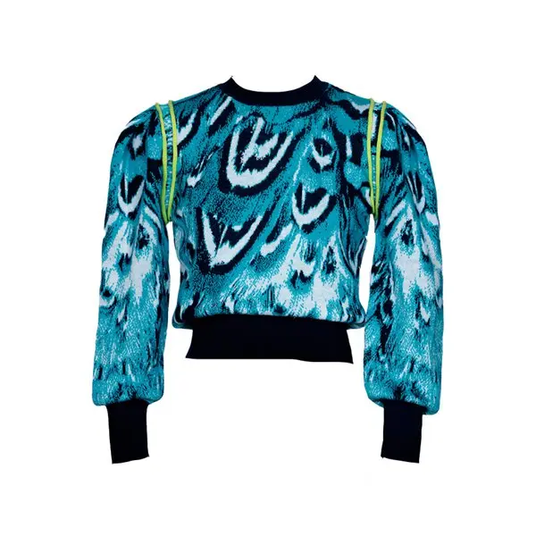 ESSIEN & EMRE Levia Merino Wool Knitted Pattern Jumper Jade