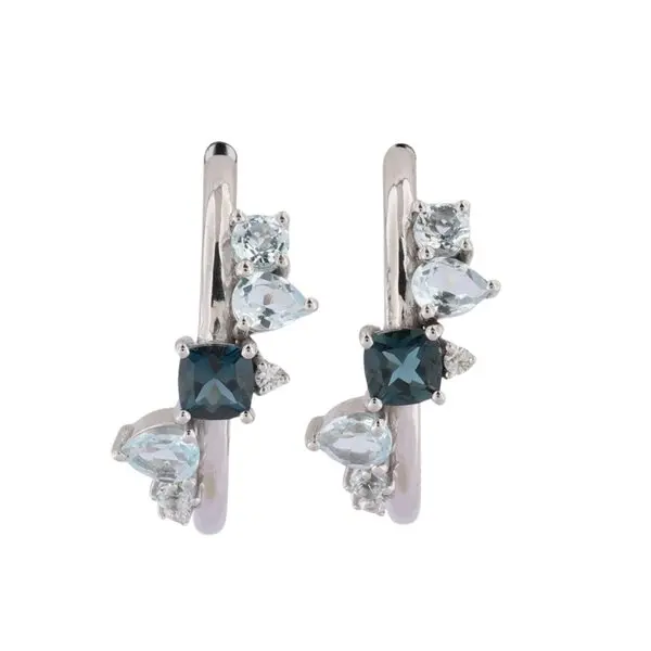 DAINTY LONDON Silver Topaz Gemstone Zaria Earrings - Blue