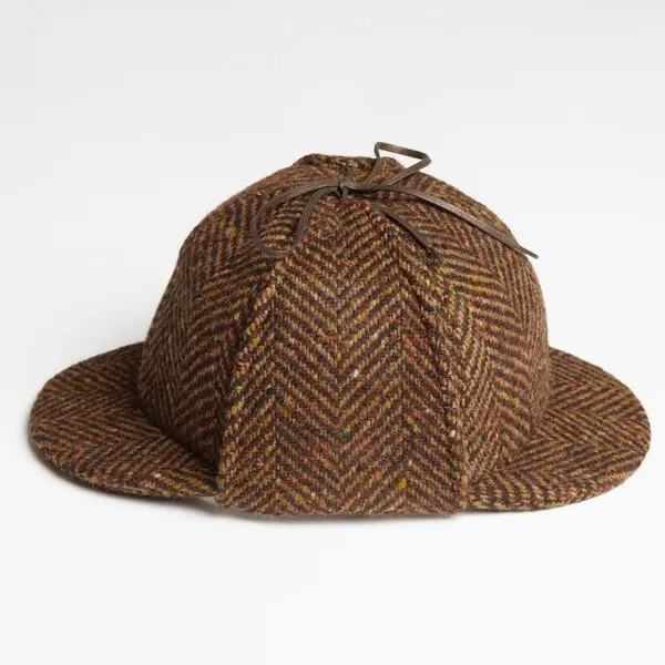 DASMARCA HATS Blake Pecan Tweed Checks Italian Deerstalker Cap - Brown