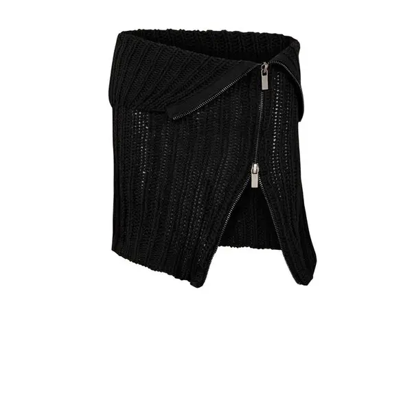 PCFG Your Itch Zipped Knit Skirt - Black