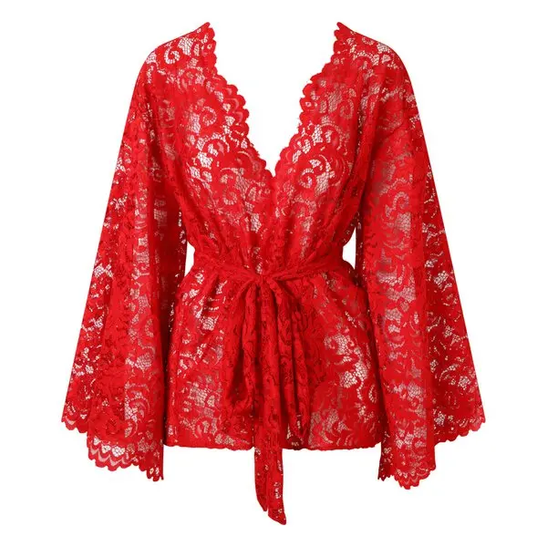 BELLE ET BON BON Valentina Cherry Short Kimono - Red