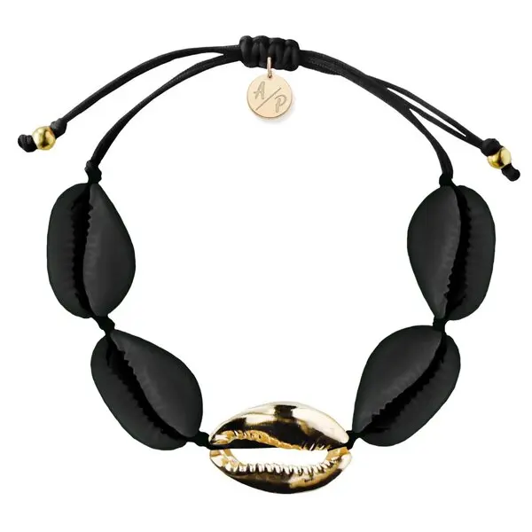 ADRIANA PAPPAS DESIGNS Sleek Shells Bracelet Matte Gold Plated - Black