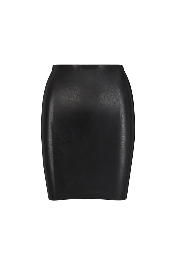 Commando Faux Leather Control Smoothing Mini Skirt, Sk08 - Black