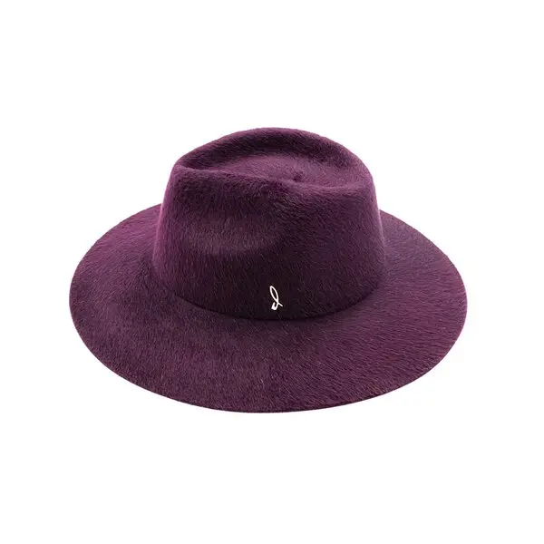 DORIA 1905 Burgundy Melousine Lapin Felt Wide-brimmed Hat - Red