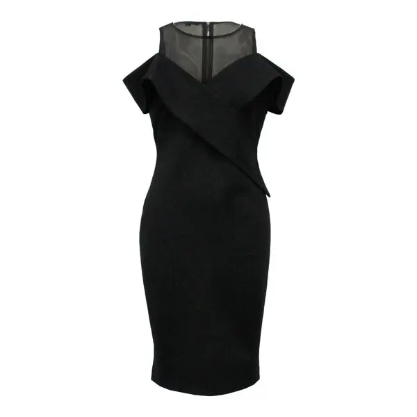 SMART AND JOY Bobycon Sleeveless Structured Bardot Dress - Black