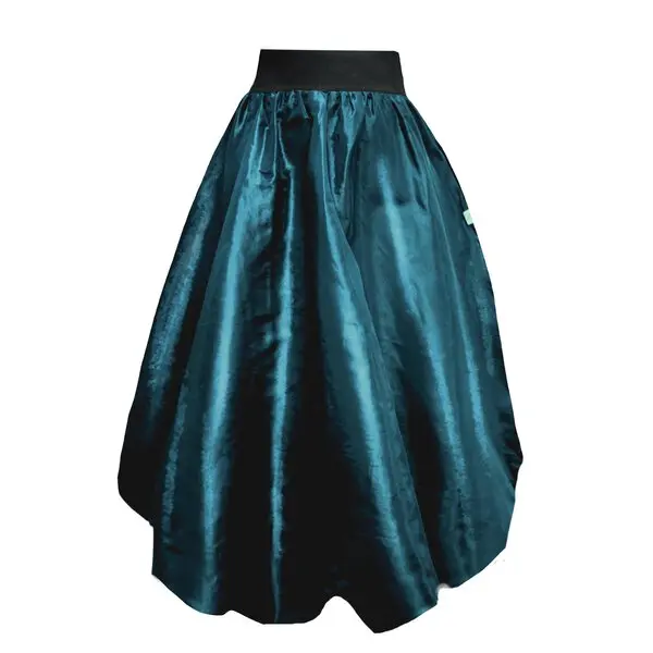 FROCK TALES Enoki Puffball Skirt In Teal Taffeta - Blue