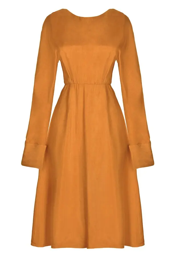SARVIN Mustard Midi Dress - Yellow