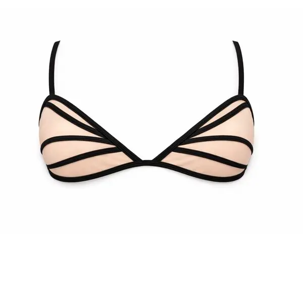 IVY SWIMWEAR Neutrals / Nola In Nude Mesh Top - Black