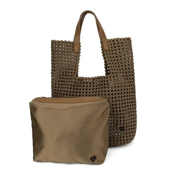 PRENELOVE Woven Hand-knotted Tote With Removable Pouch
