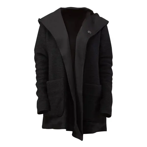 NIKKA PLACE Wool Hooded Cardigan Jacket With Pockets - Black