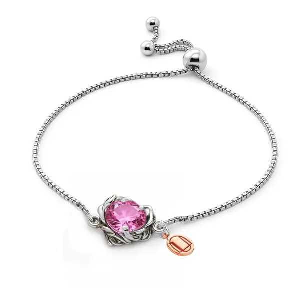 UNALOE Pink / Silver Coleus Sterling Silver Bracelet With Pink Zirconia – Romantic Adjustable Bracelet - Pink/silver