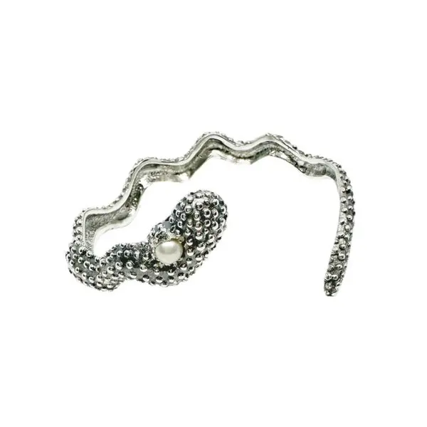 TG-JEWELLERY BY TAMARA GERVASIO Silver / White / Black Sea Slug Bangle – Sterling Silver With Freshwater Pearl - Silver/white/black