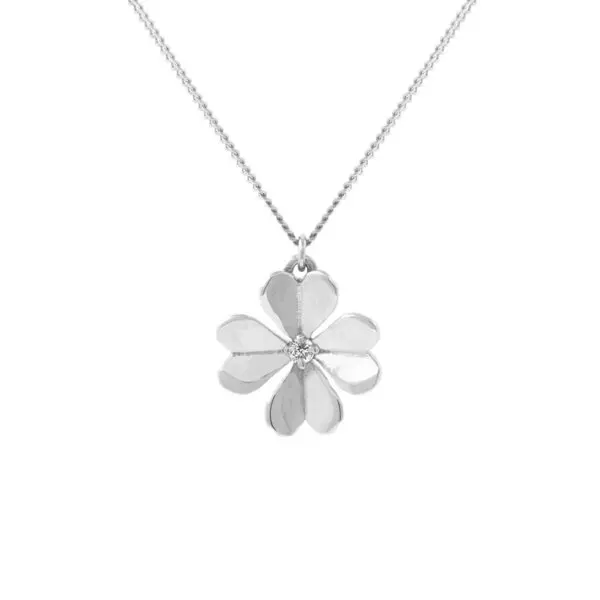 LEE RENEE Diamond Lucky Clover Necklace - Silver