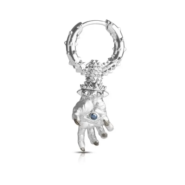KASUN LONDON Hand Of The Protector Earrings September Sapphire - Silver