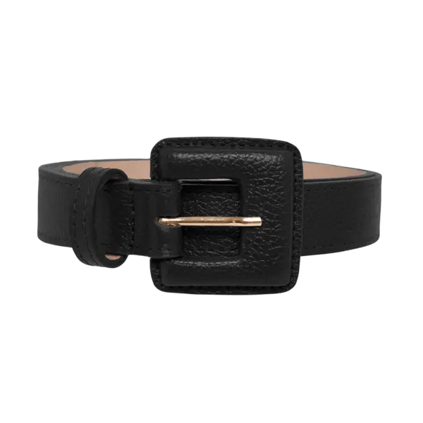 BELTBE Mini Square Narrow Leather Belt True - Black