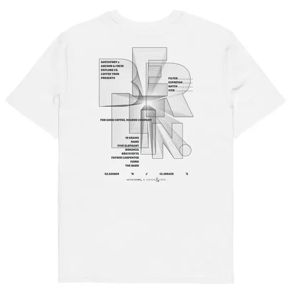 ANCHOR & CREW Gustatory Berlin Coffee Scene Organic Cotton Embroidered T-shirt - White