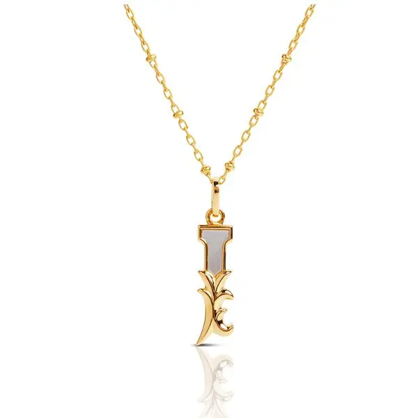 KASUN LONDON Plated I Initial Necklace With Mother Of Pearl - Gold