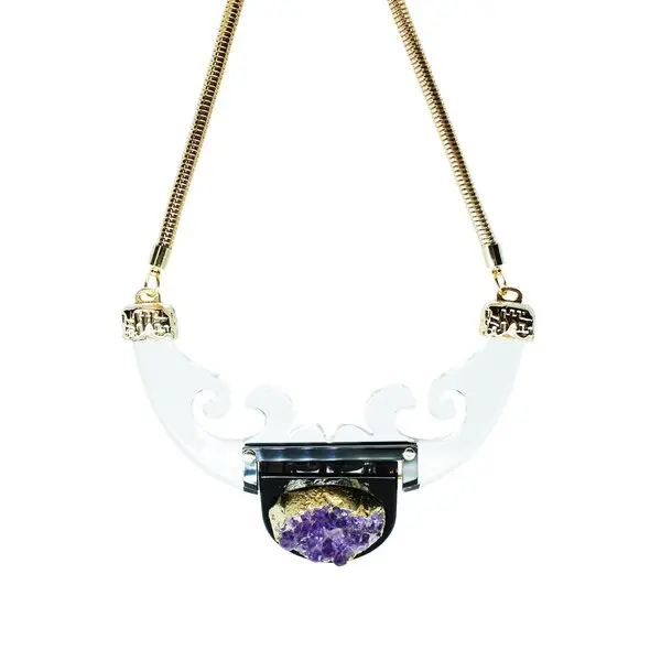 GISSA BICALHO Handmade Acrylic Necklace Plastron Aura - Black