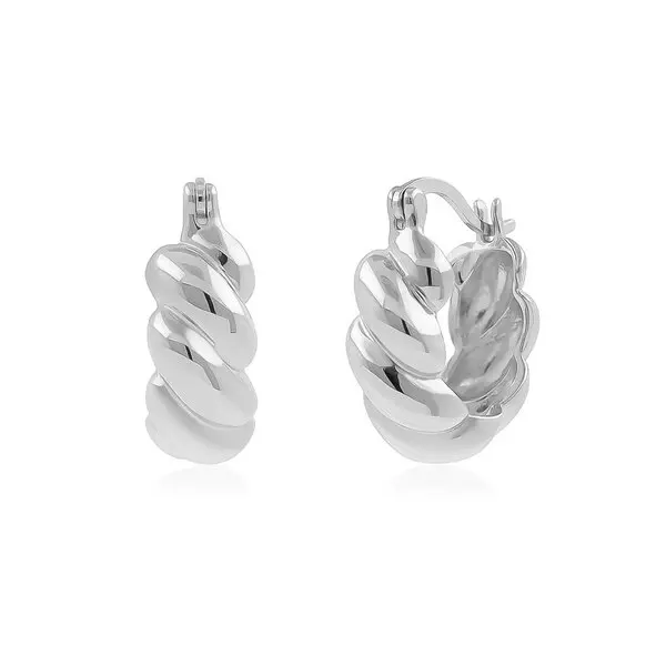 Côté Caché Croissant Creole Hoop Earrings - Silver