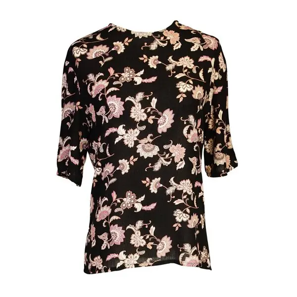 JENNAFER GRACE Black / Pink Mareesa Top In Paisley Blooms - Black/pink