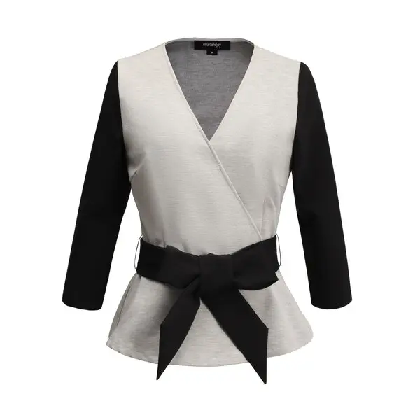 SMART AND JOY Peplum Top With Belt