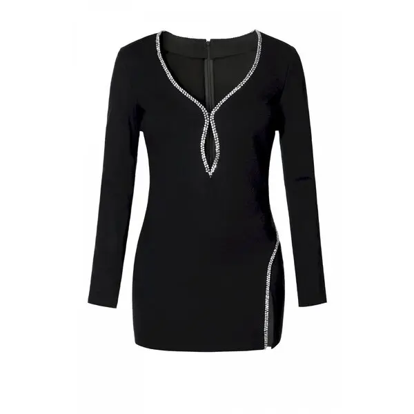 AGGI BY HALEWSKI Lily Mini Party Dress With Long Sleeves - Black