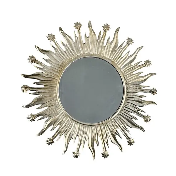 LILA RASA Round Sunburst Mirror - Silver