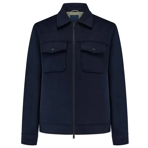 GUARDS LONDON Steele Wool Blend Zip Front Short Jacket Navy - Blue