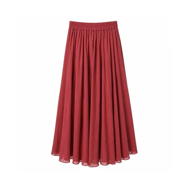 IZABELA MANDOIU Burgundy Flowing Midi Skirt - Red