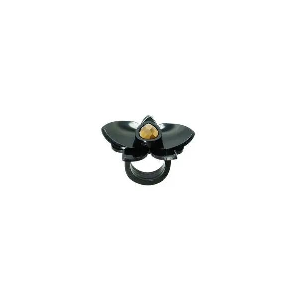 GISSA BICALHO Acrylic Handmade Ring Orchid - Black