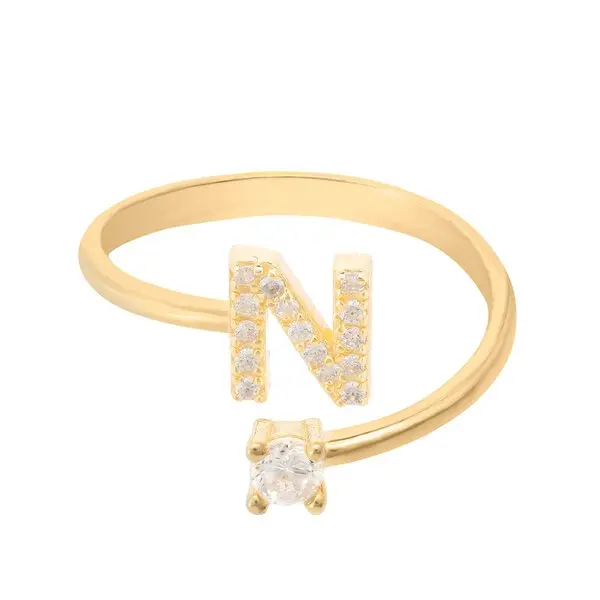 LATELITA Gold / White Initial Ring Gold N - Gold/white