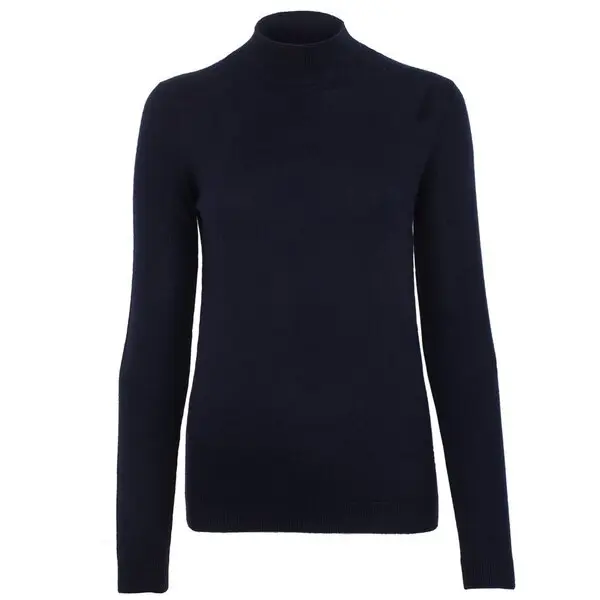 PAUL JAMES KNITWEAR Pure Extra Fine Merino Wool High Neck Hayley Jumper Navy - Blue