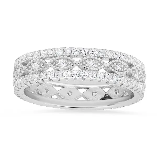 KYLIE HARPER Vintage Diamond Cz Eternity Band Ring In Sterling - Silver
