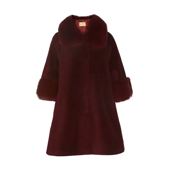 SANTINNI Marilyn Wool Swing Coat In Rosso - Red