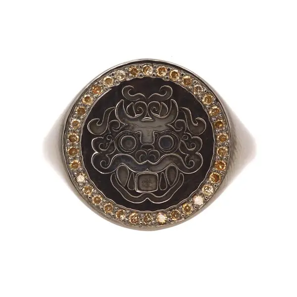 VICSTONENYC FINE JEWELRY Demon Hunters Tiger Signet Ring - Black
