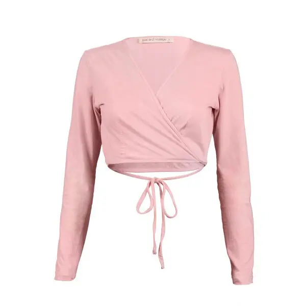 LOVE AND NOSTALGIA Cross Your Heart Wrap Top Blush - Pink