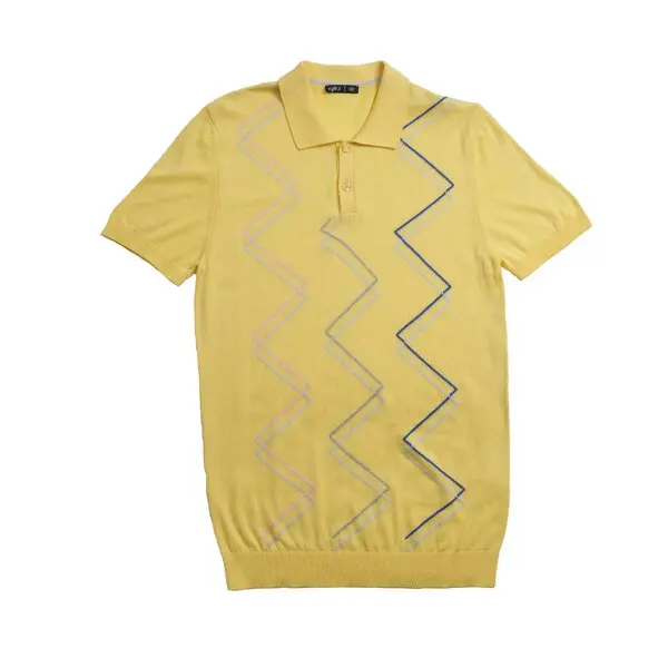 EIGHT X Zig Zag Knit Polo - Yellow