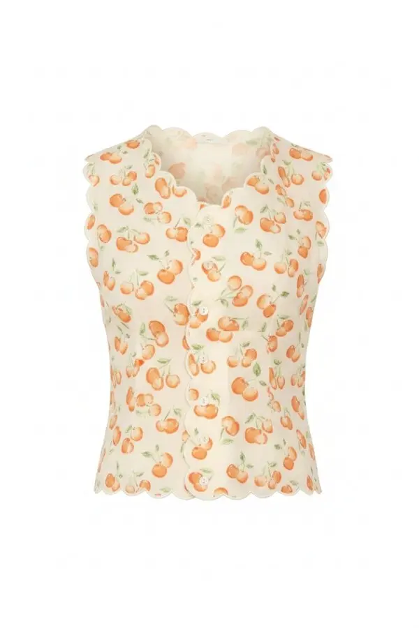 MONTCE Cherry Sherbet Scalloped Vest - Red