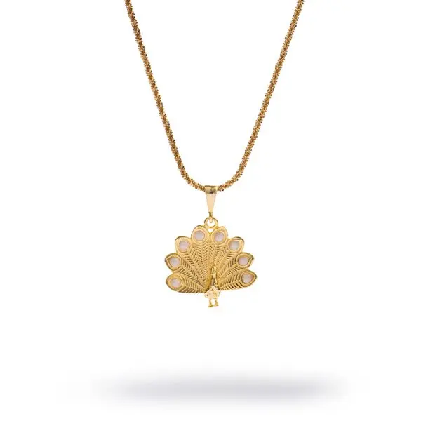 EBRU JEWELRY Celestial Feather White Enamel Necklace - Gold