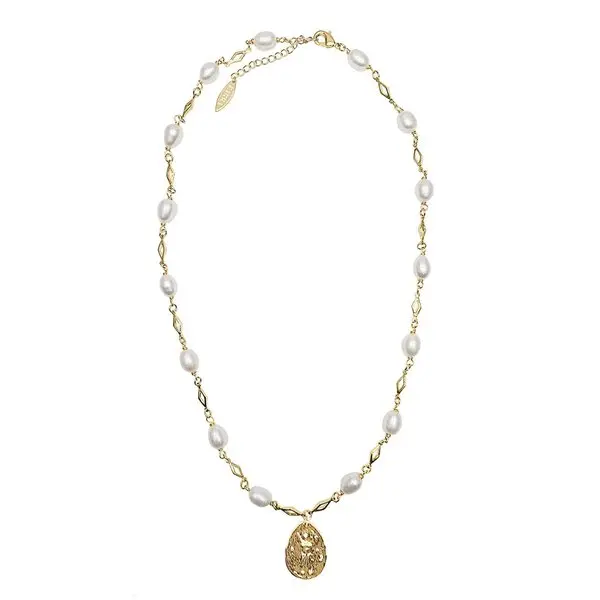 FARRA Freshwater Pearls With Insect Pendant Necklace - White
