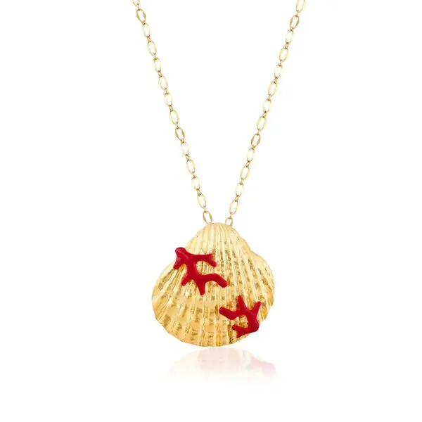 MILOU JEWELRY Seashell Necklace With Coral - Red