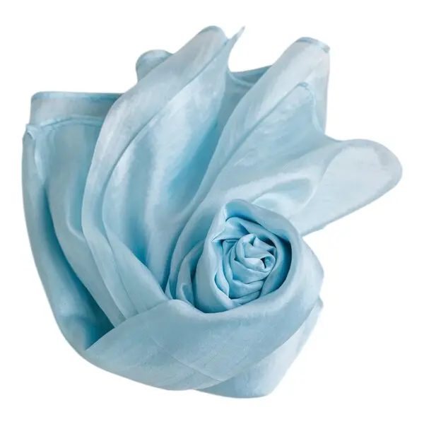 SILK AND BEARS Icy Turquoise Habotai Silk Scarf – Hand-dyed Mulberry Silk - Blue