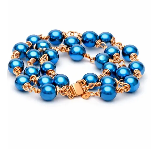REJECTED HEARTS CLUB Celeste Socialite Hematite Bracelet Magnetic Clasp - Blue