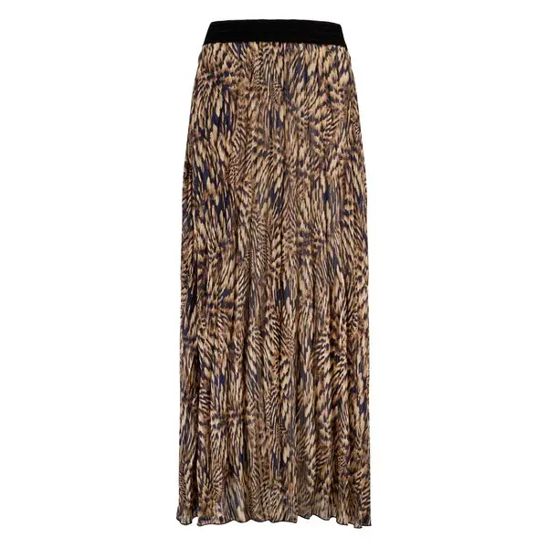 TRAFFIC PEOPLE Blue / Brown A Little Breeze Animal Print Hera Midi Skirt - Blue/brown
