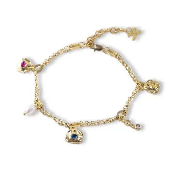 CLASSICHARMS Iris Gemstone Charm Anklet - Gold