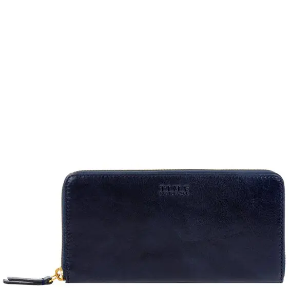 TIME RESISTANCE S Leather Continental Wallet Excellent - Blue