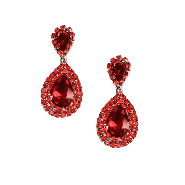 MAISON DE GALA Nicole Crystal Drop Earring - Red