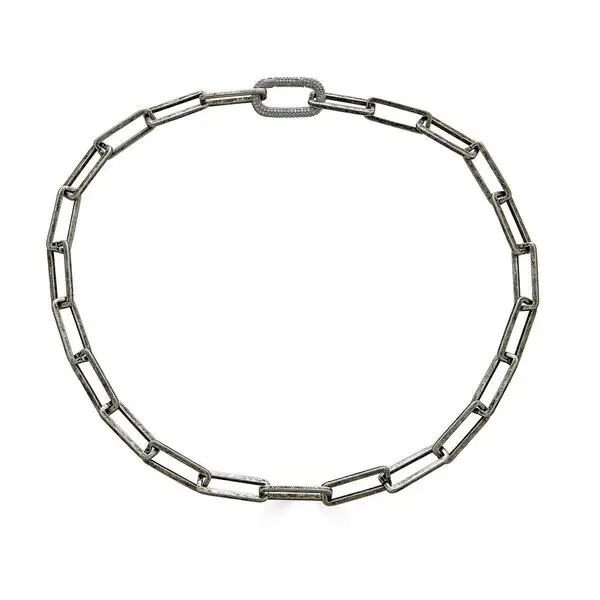 LONI PAUL JEWELRY Chunky Rectangle Paperclip Necklace - Silver
