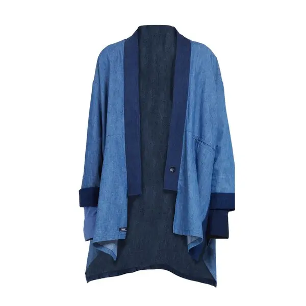 STORY WEAR Denim Japanese Kimono Thin Plain Colour - Blue